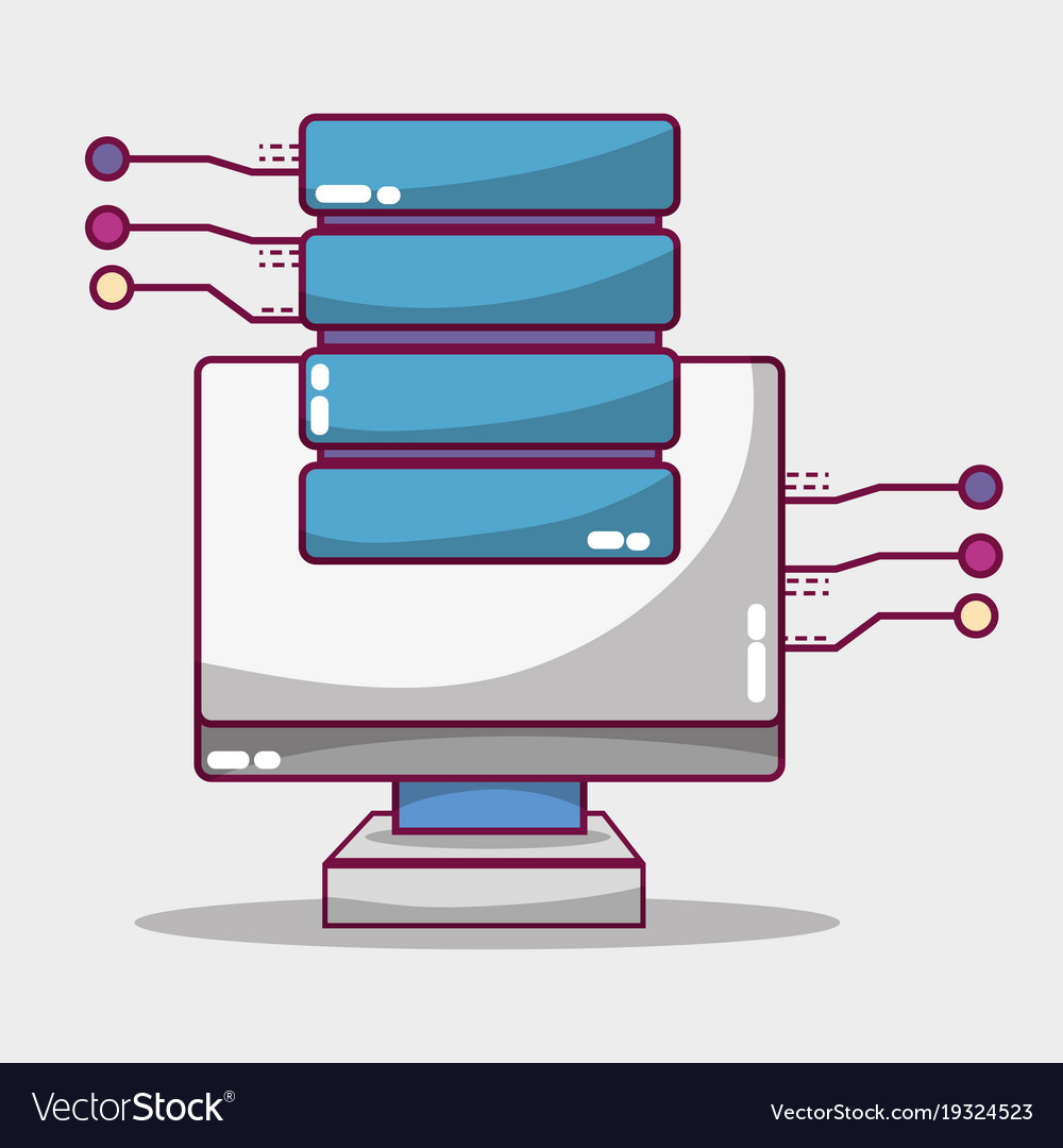 Technology data center server connection Vector Image