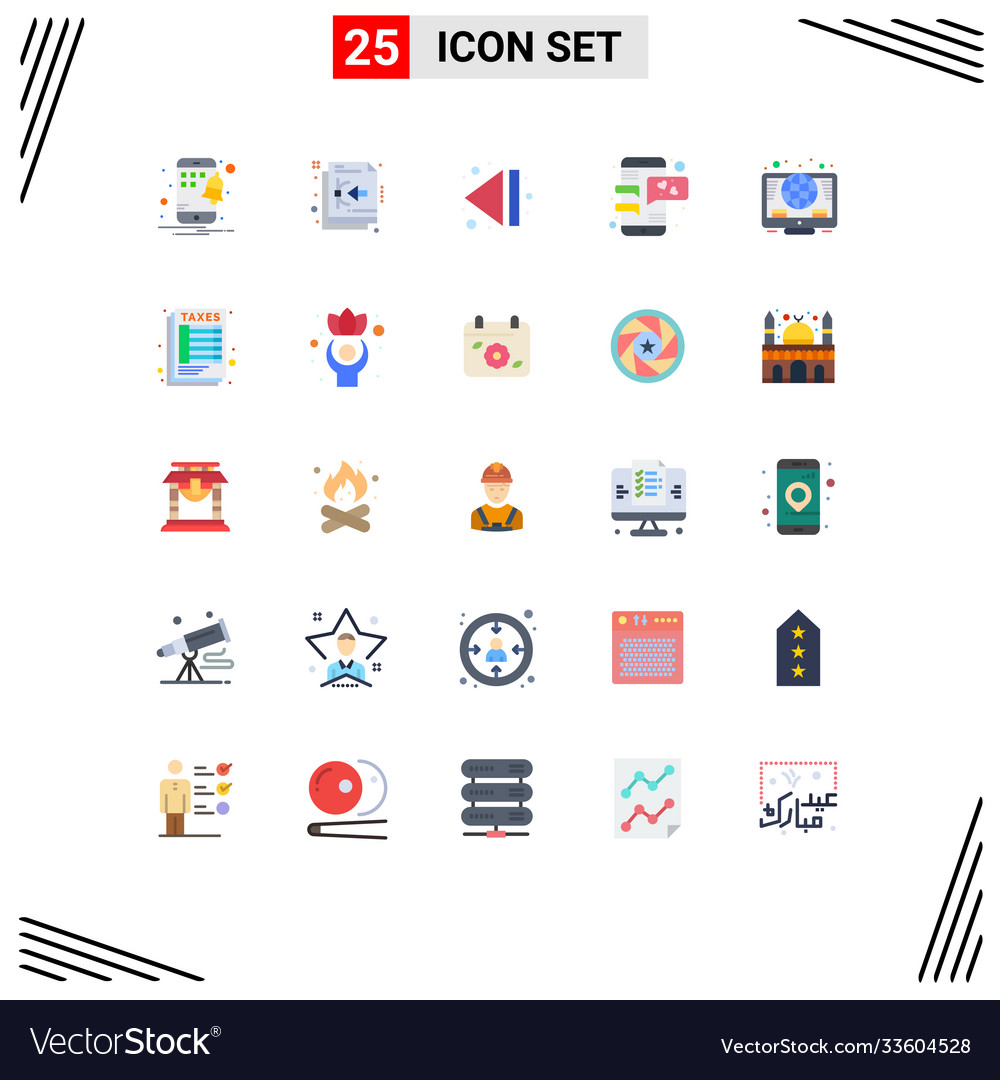 25 user interface flat color pack modern signs Vector Image 25 user interface flat color pack modern signs Vector Image