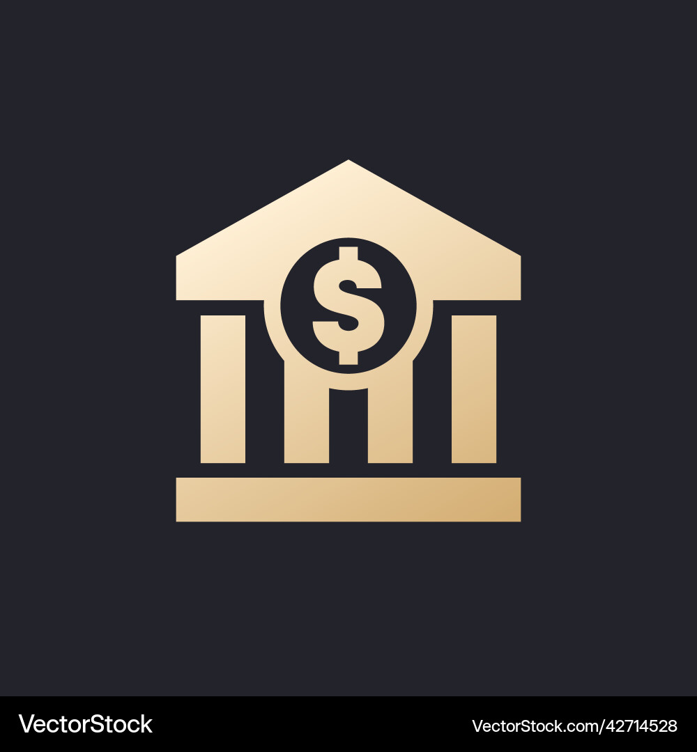 Bank building icon on dark Royalty Free Vector Image