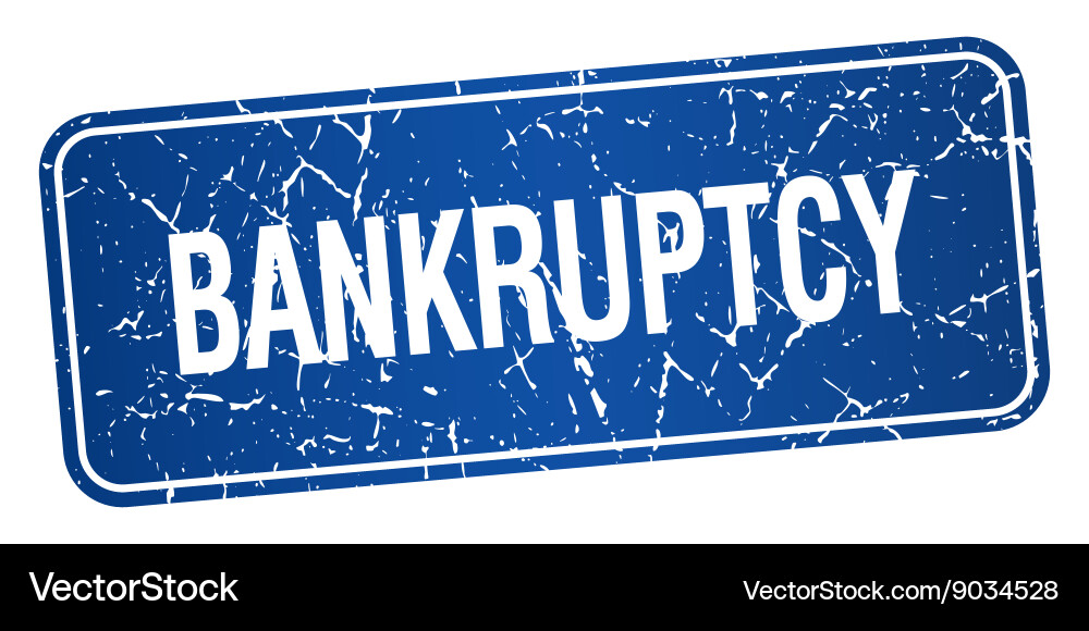 Bankruptcy blue square grunge textured isolated Vector Image