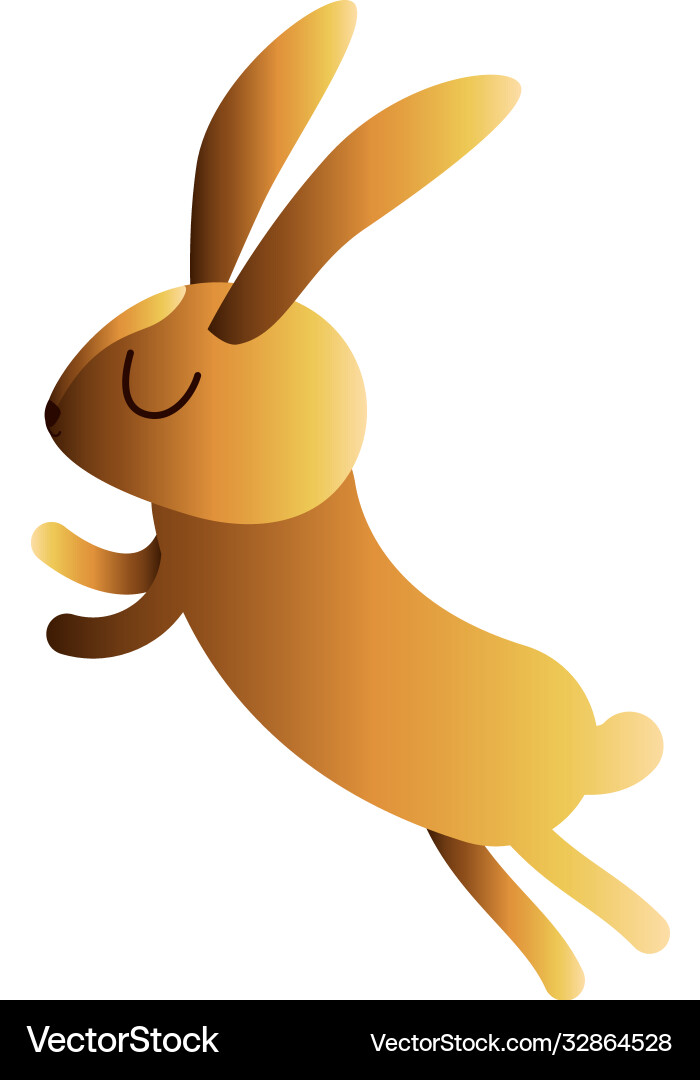 Cute gold rabbit cartoon jumping design Royalty Free Vector
