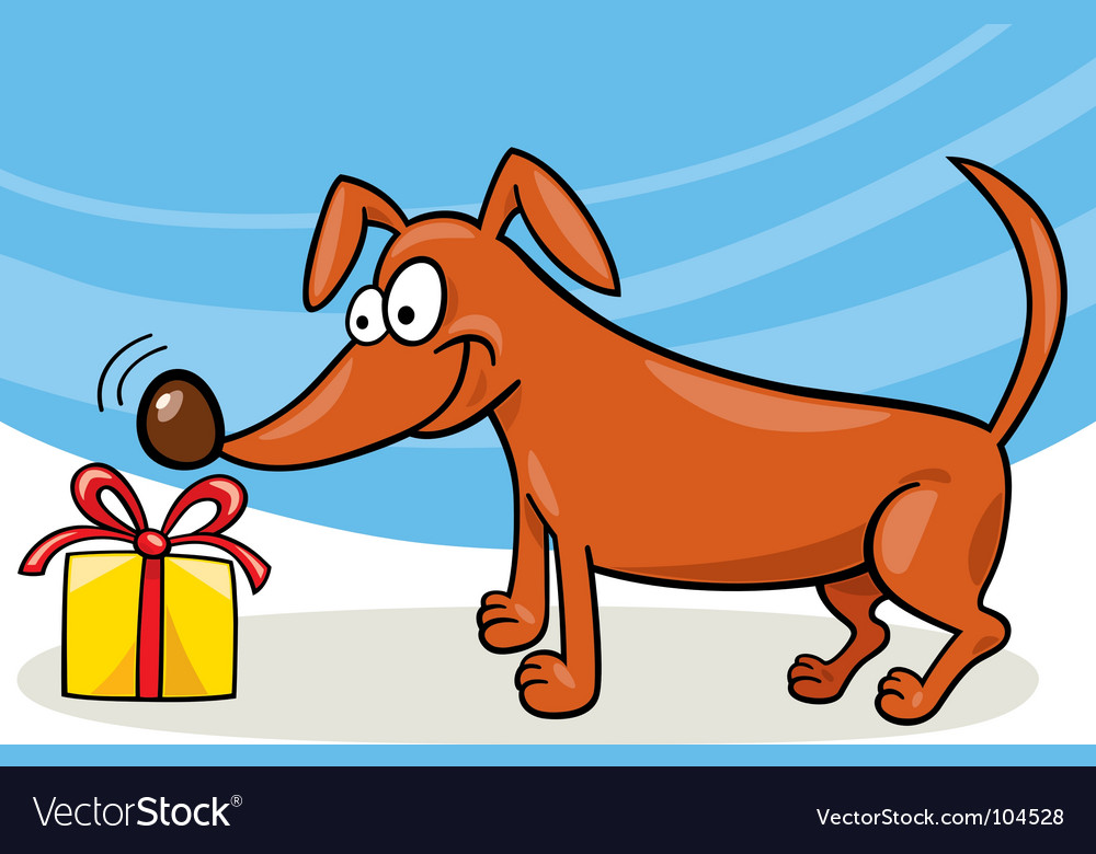 Dog and christmas gift Royalty Free Vector Image