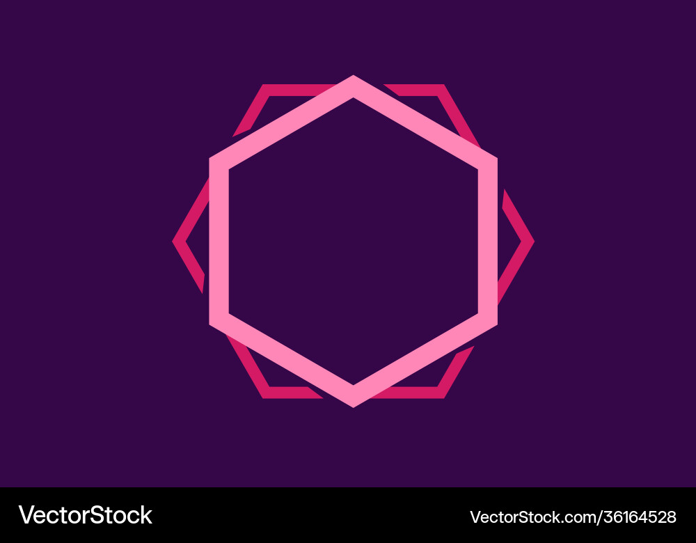 Double lines hexagon shape in pink color Vector Image