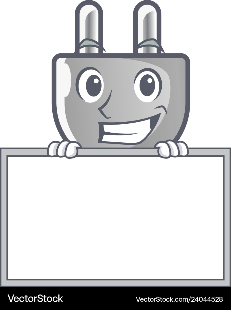Grinning with board power plug stuck the cartoon Vector Image