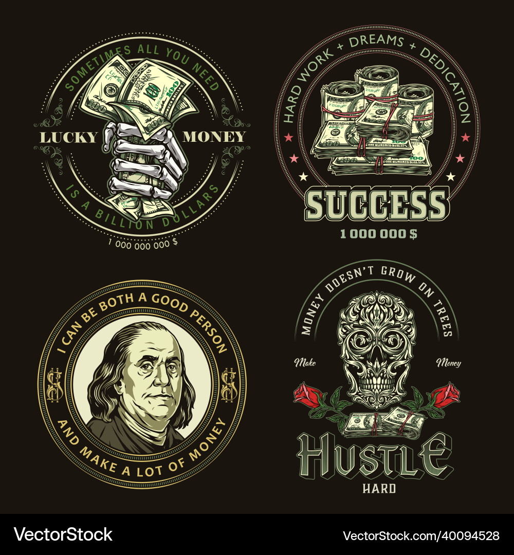 Money vintage prints Royalty Free Vector Image