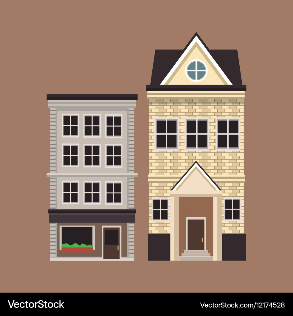 Old building style european facade Royalty Free Vector Image