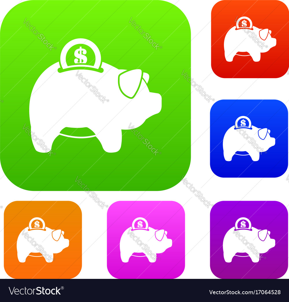 Pig money box set collection Royalty Free Vector Image Pig money box set collection Royalty Free Vector Image