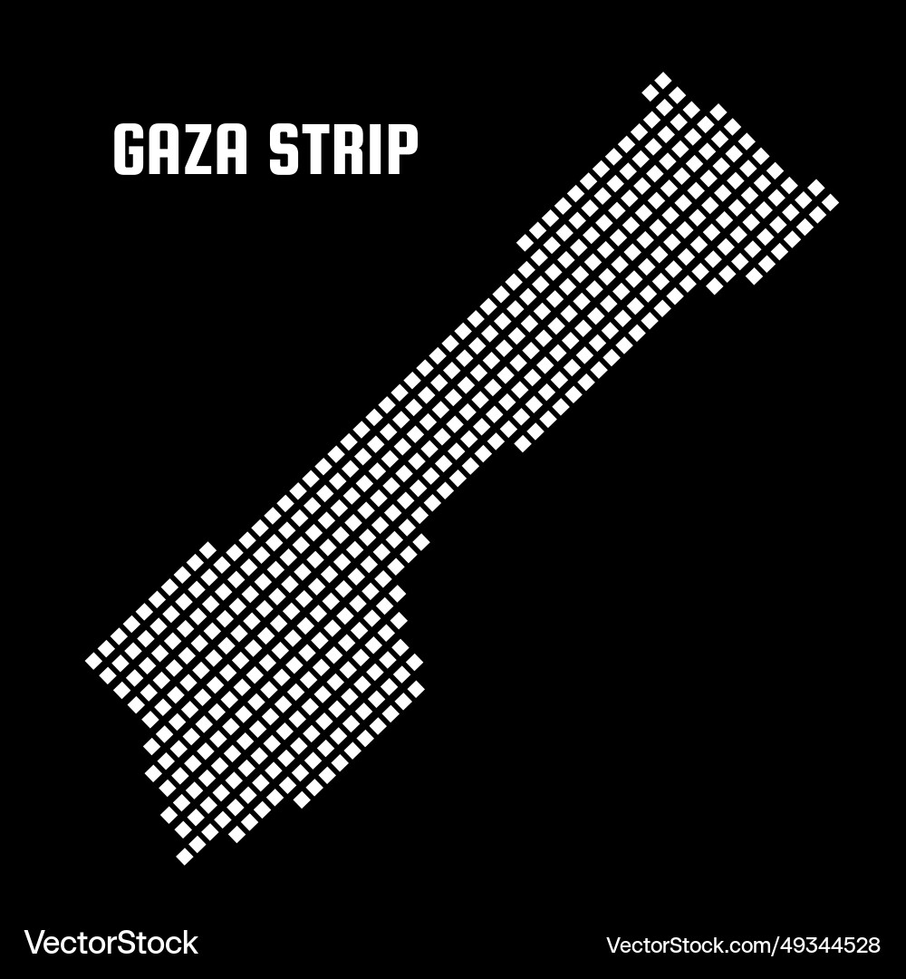 Pixel gaza strip map isolated on black background Vector Image