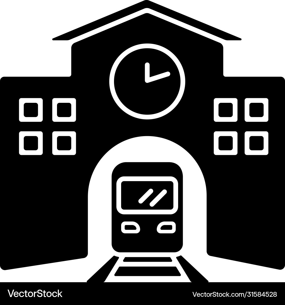 Train Station Icon Railway Station Black Glyph Icon Royalty Free