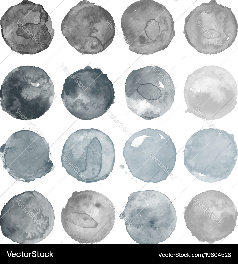 Set grey watercolor shapes Royalty Free Vector Image