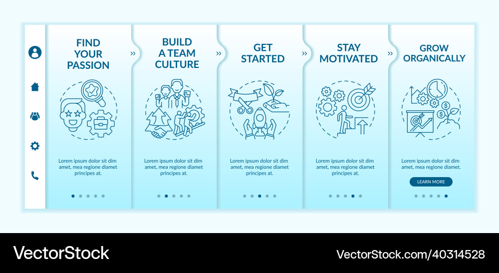 Steps to start social entrepreneurship onboarding Vector Image