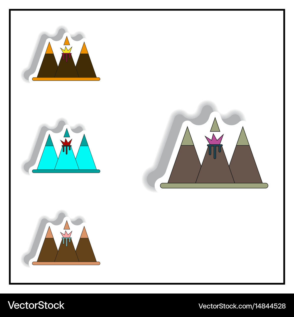 Sticker collection of volcano Royalty Free Vector Image