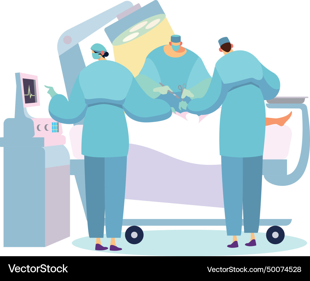 Surgeons performing surgery intense medical Vector Image