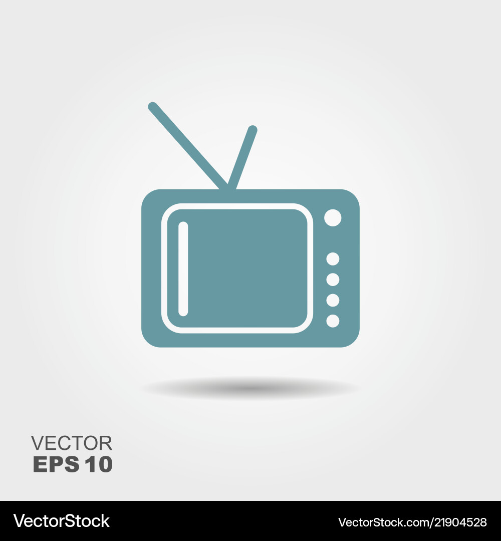Tv icon in flat style isolated on grey background Vector Image