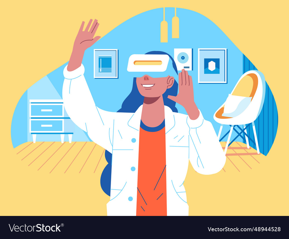 Woman metaverse digital virtual reality technology