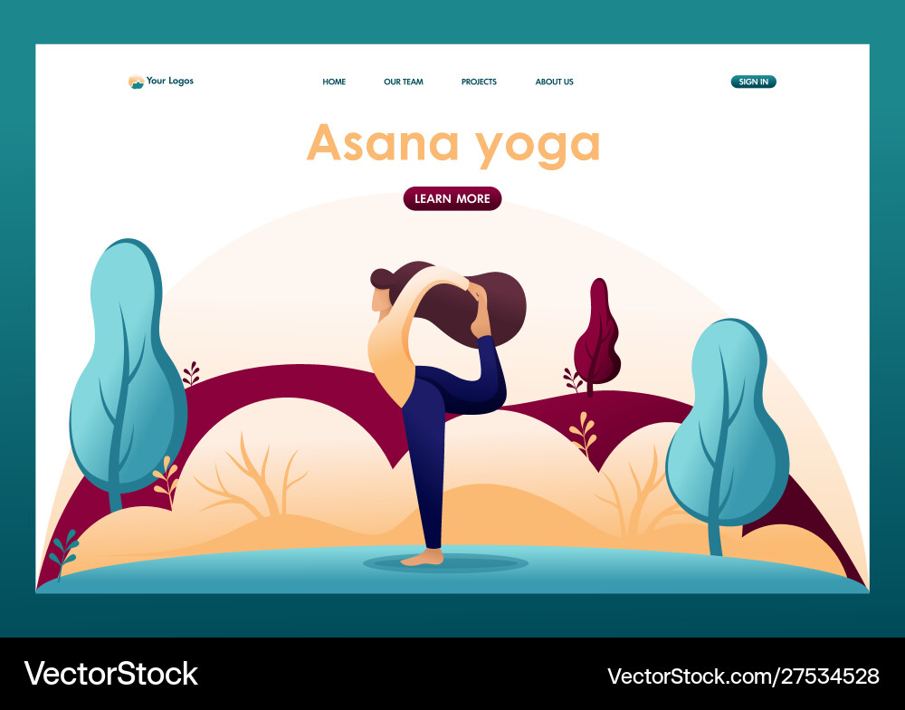 Yoga outdoors in park flat 2d character Royalty Free Vector