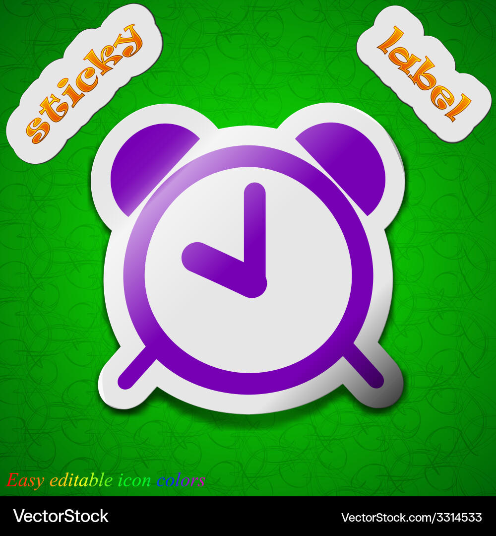 Alarm clock icon sign symbol chic colored sticky Vector Image