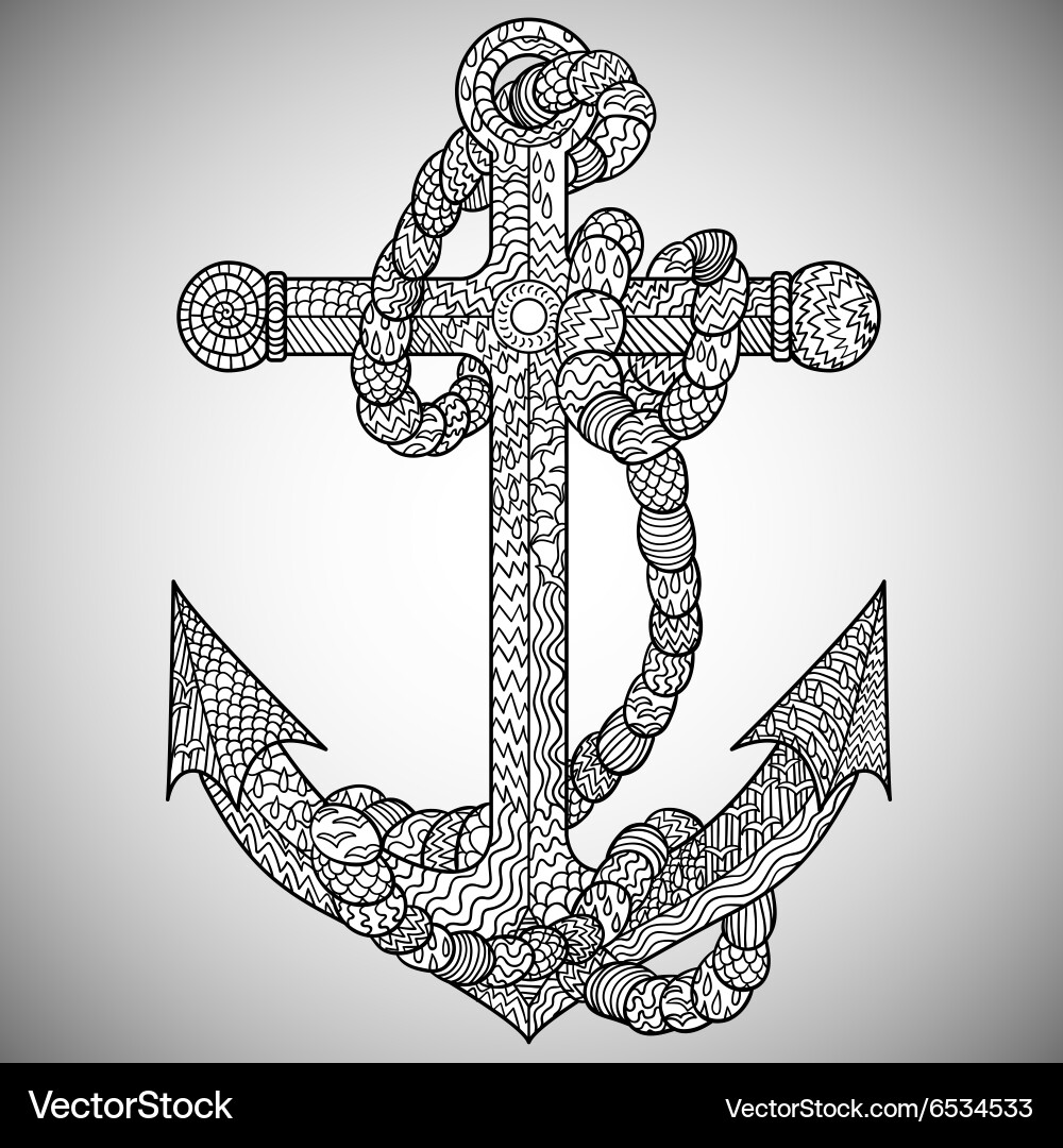 Anchor and rope in the entangle style Royalty Free Vector