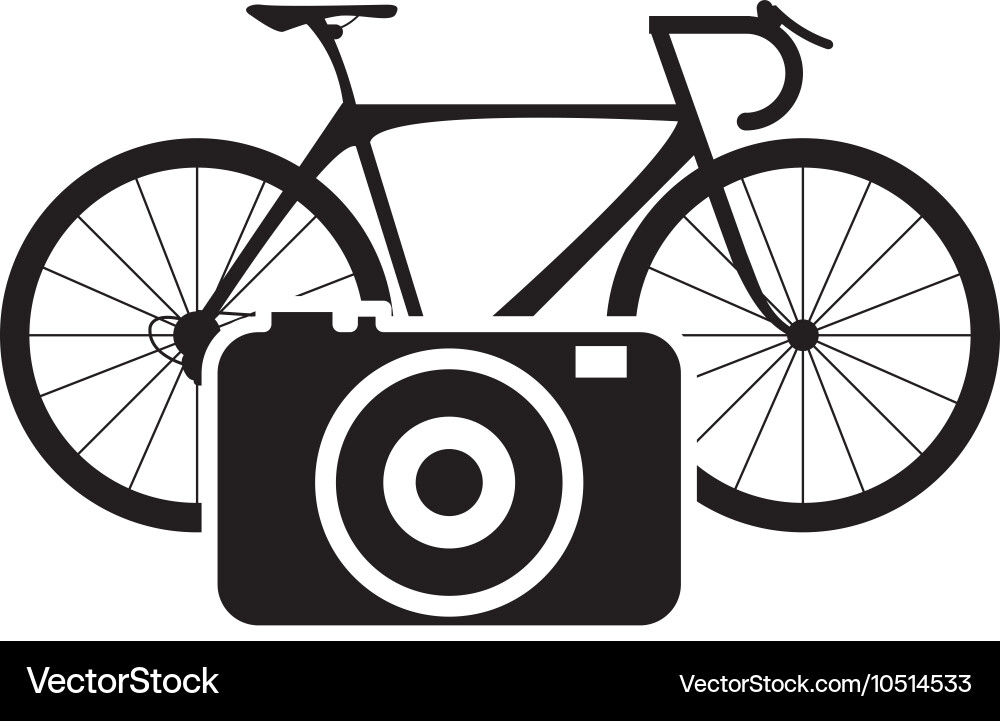 Bike or bicycle and camera icon Royalty Free Vector Image