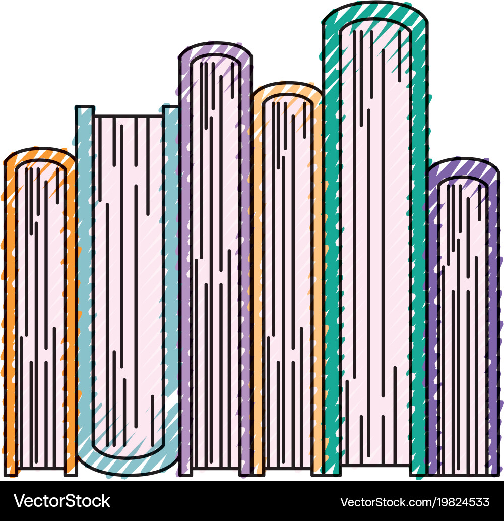 Book stacked in bottom view in colored crayon Vector Image