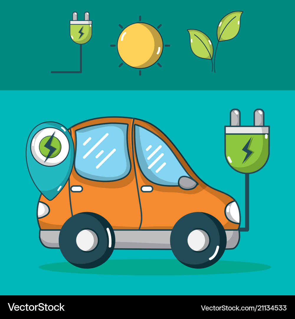 Electric ecocar vehicle Royalty Free Vector Image