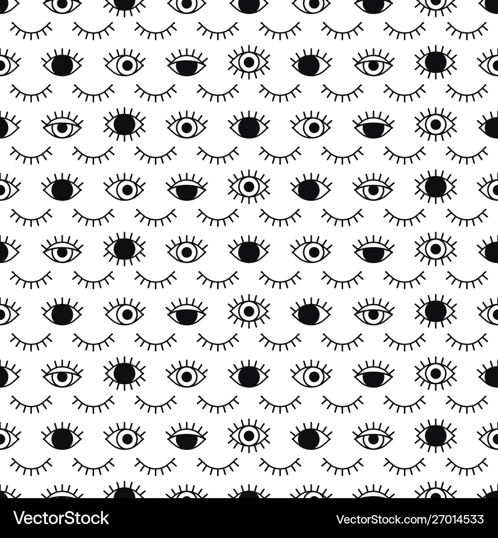 Eyes pattern in line style fashion background Vector Image