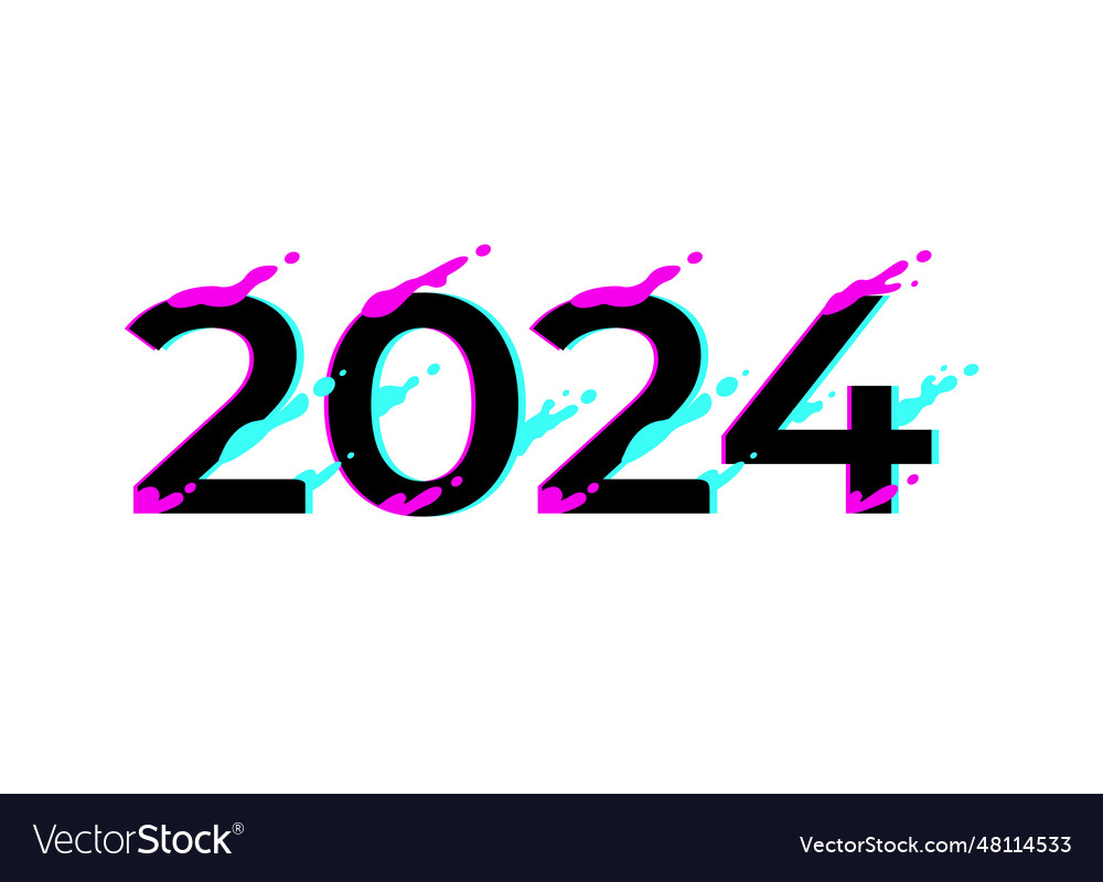 Glitch creative 2024 number or text art design Vector Image