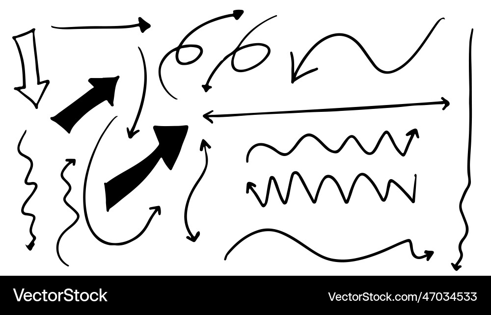 Hand drawn arrow set on transparent background Vector Image