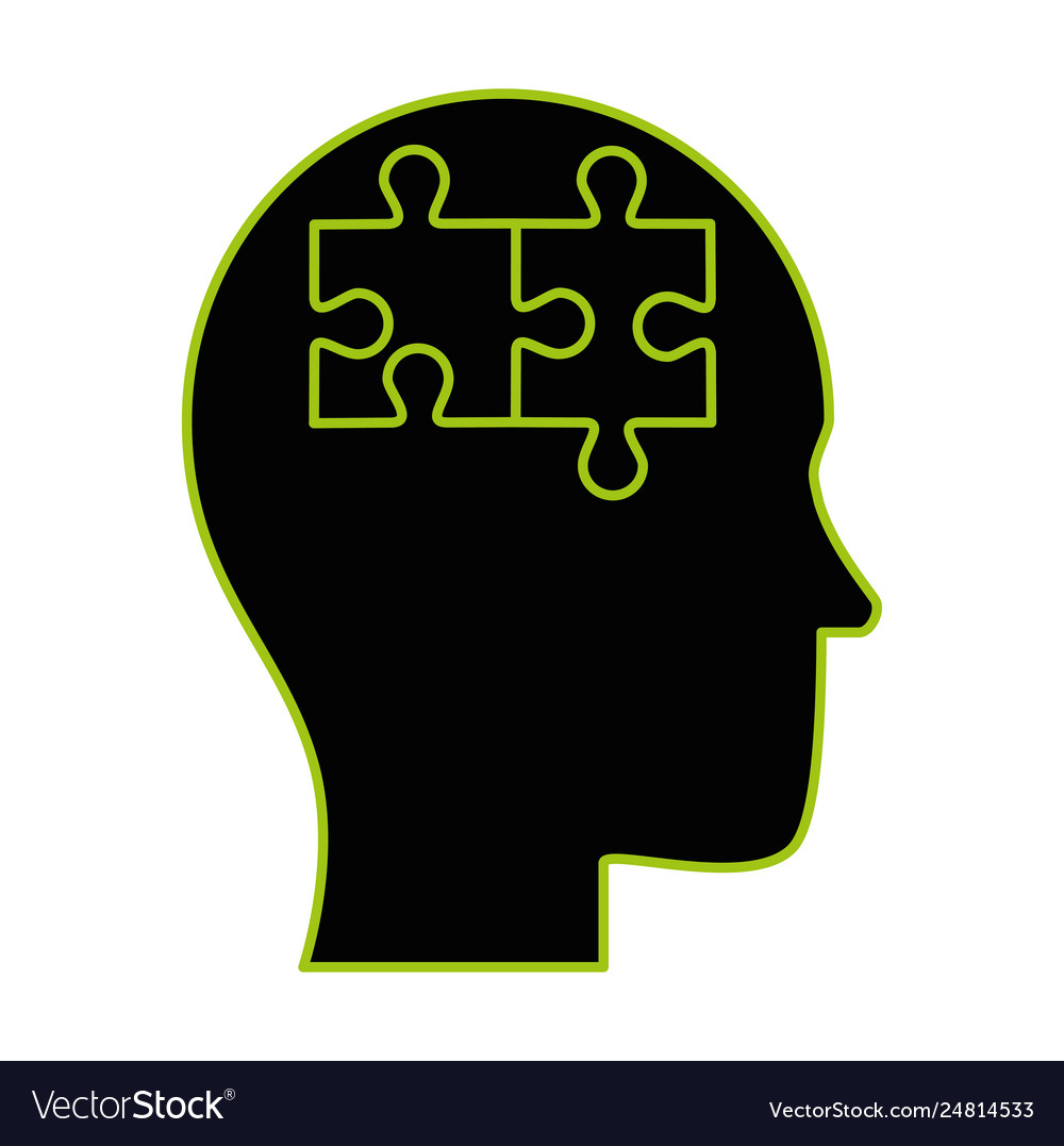 Human profile thinking with puzzle pieces Vector Image
