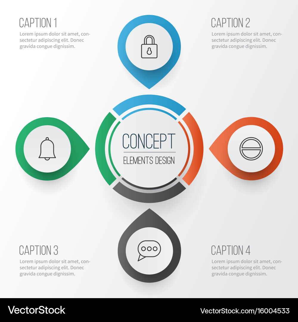 Icons set collection of refuse bell message Vector Image