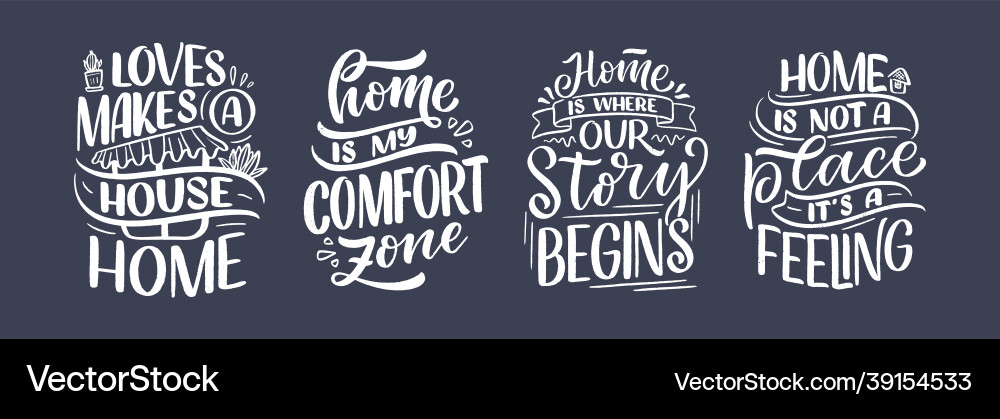 Set with hand drawn lettering quotes in modern Vector Image
