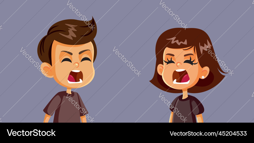 Siblings screaming at each other cartoon Vector Image