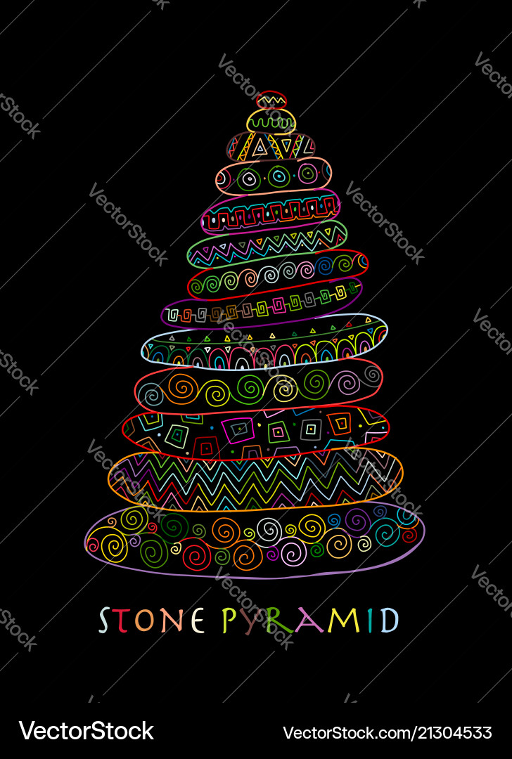 Stone pyramid ethnic ornament sketch for your Vector Image