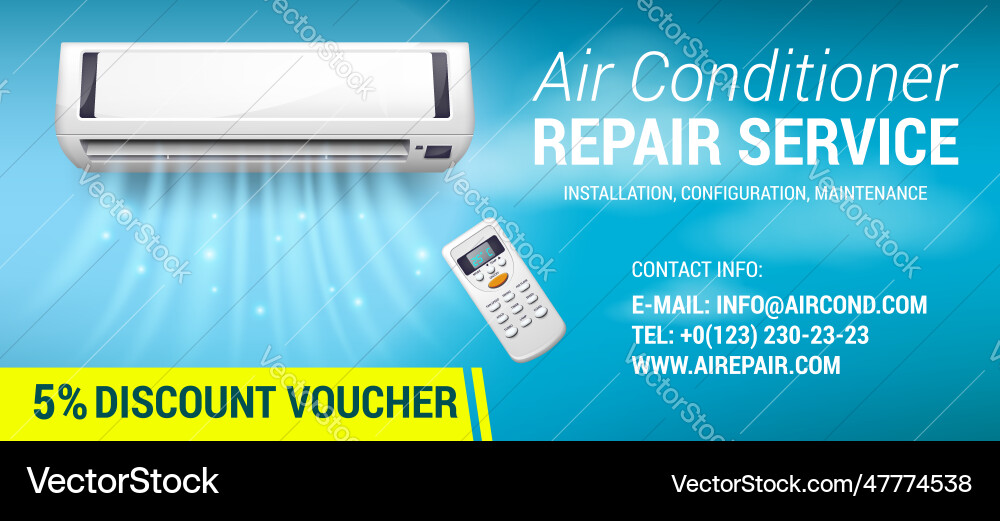 Air conditioning repair flyer with realistic Vector Image