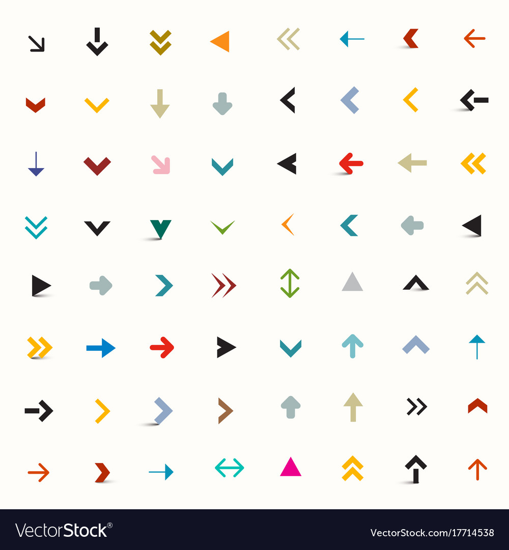 Flat arrows set Royalty Free Vector Image - VectorStock