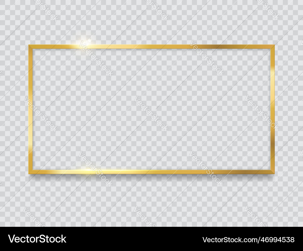 Golden frame border gold square metal background Vector Image