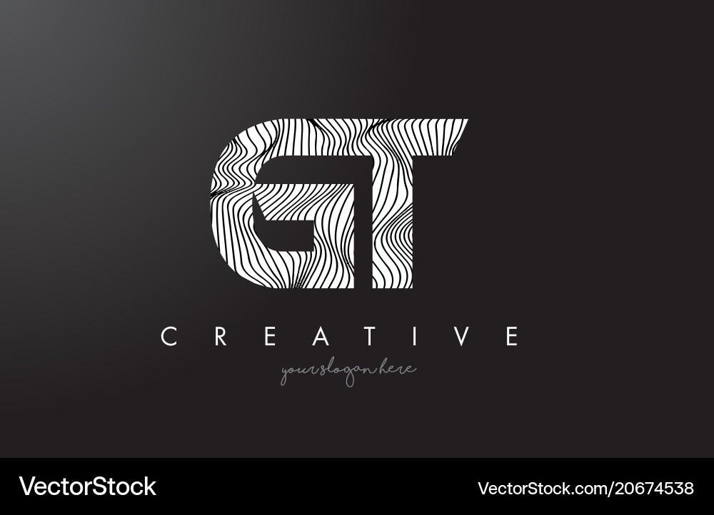 Gt g t letter logo with zebra lines texture Vector Image