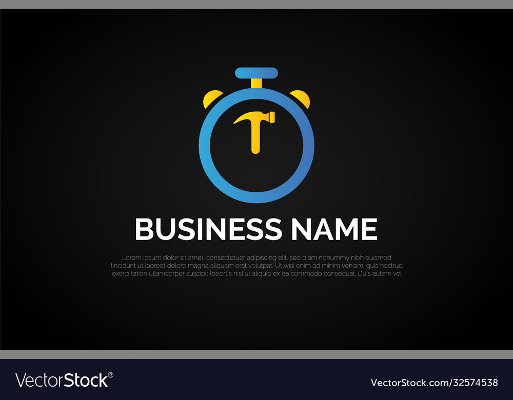 Hammer timer logo template Royalty Free Vector Image