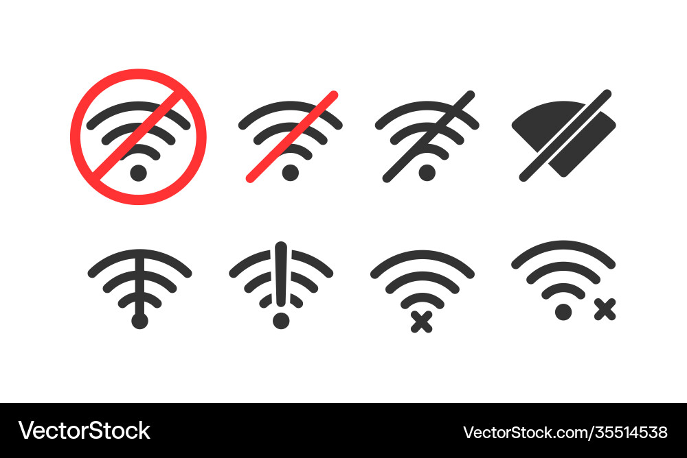 No wi fi signal wireless icon set Royalty Free Vector Image