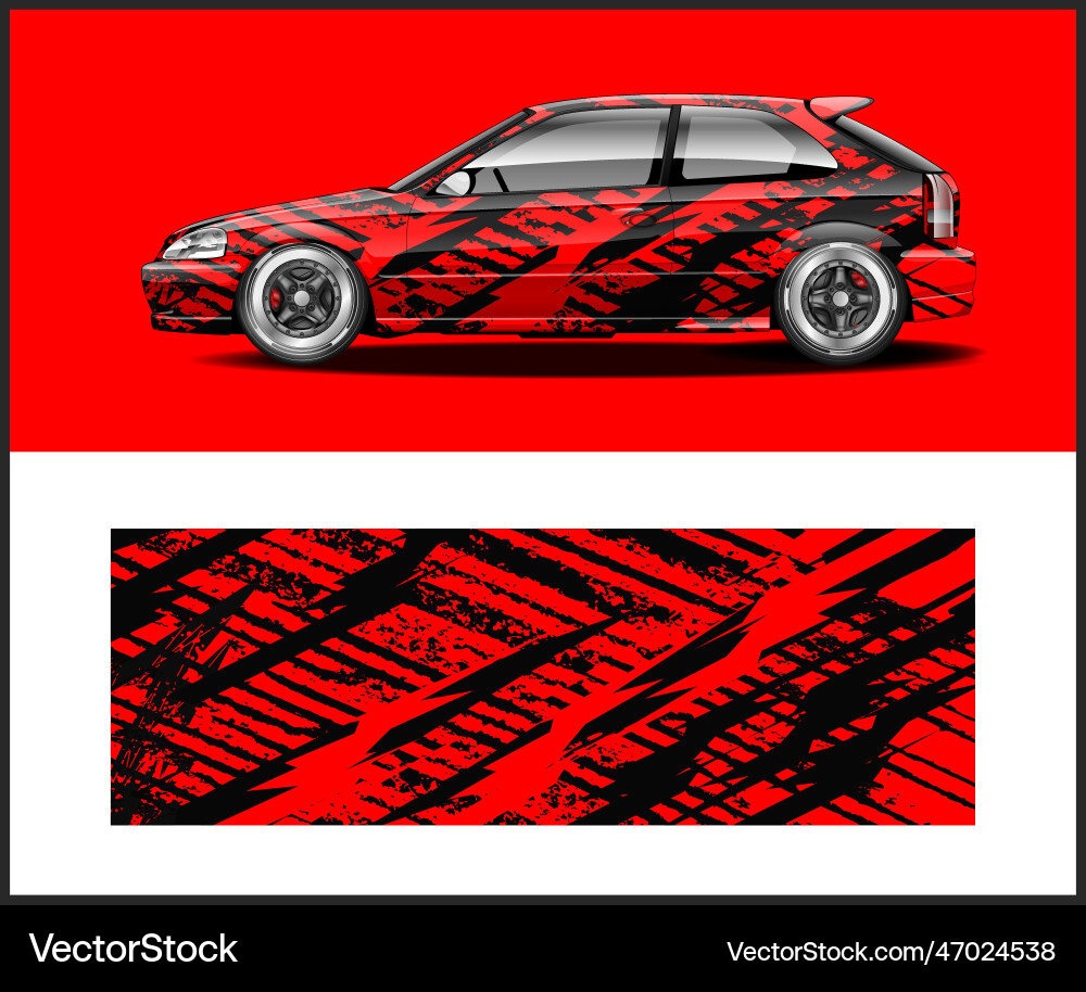 Red car wrap design for vehicle wrap design Vector Image