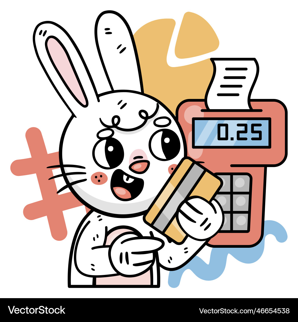 Ronnie bunny money stickers set Royalty Free Vector Image