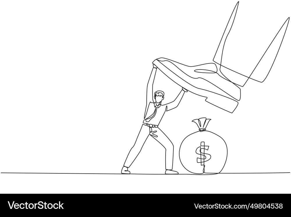 Single one line drawing businessman holds back Vector Image