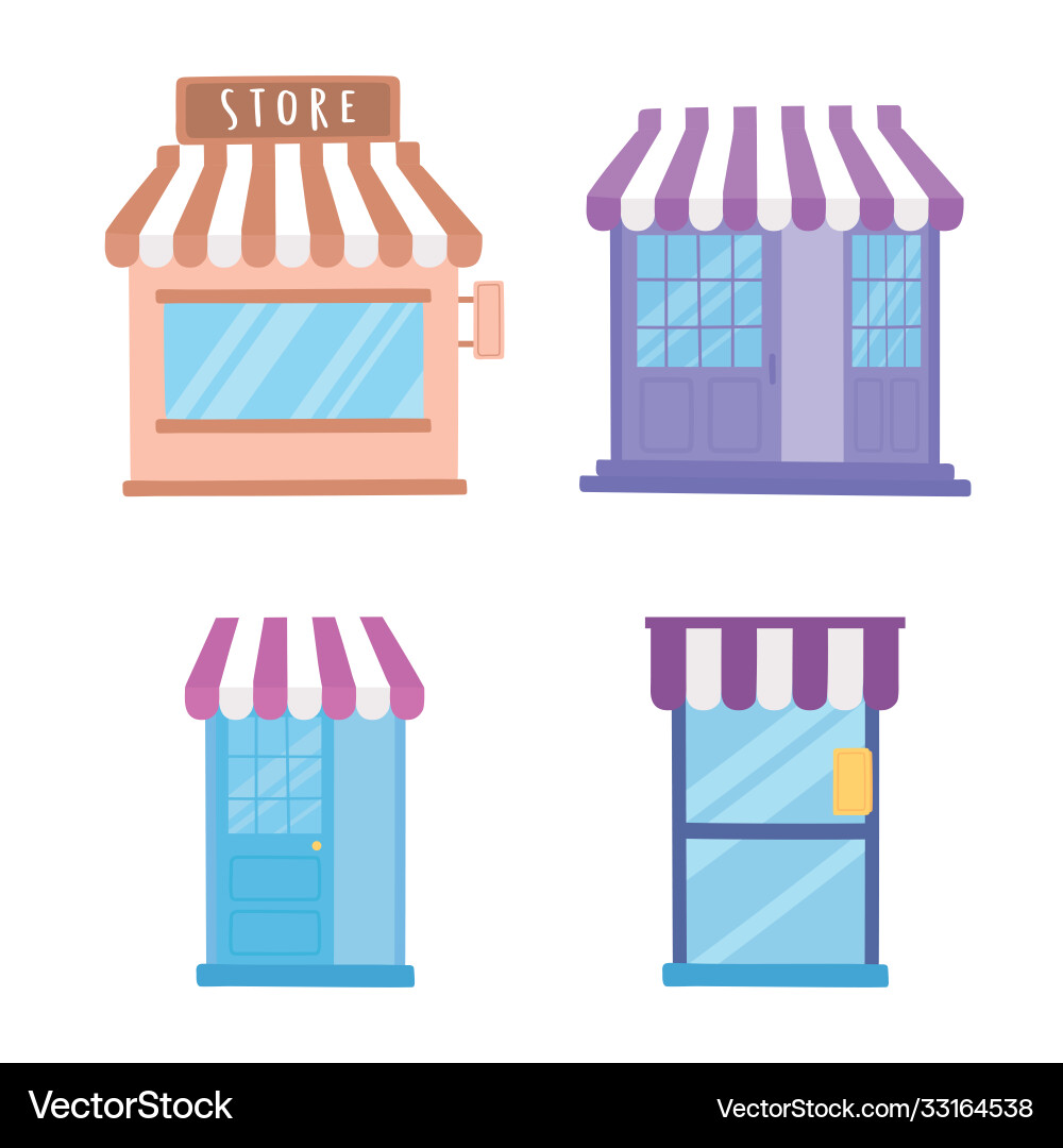 Store shop front view exterior doors commercial Vector Image