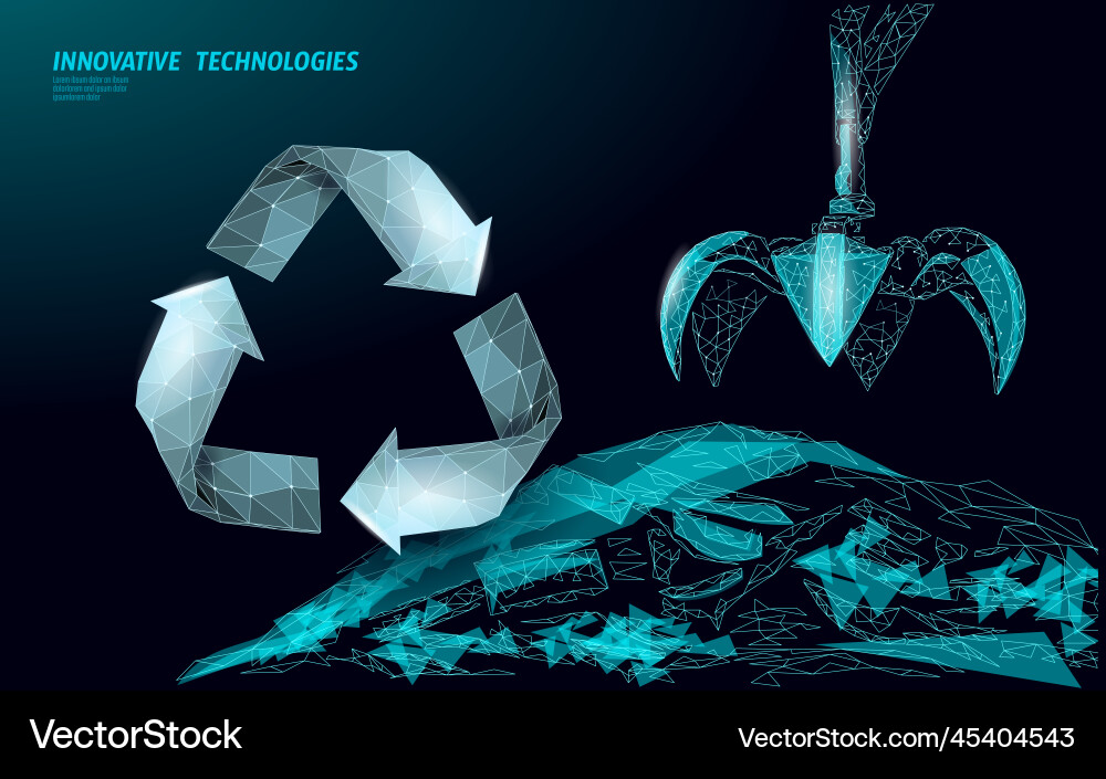 3d waste crane arm claw low poly polygonal Vector Image