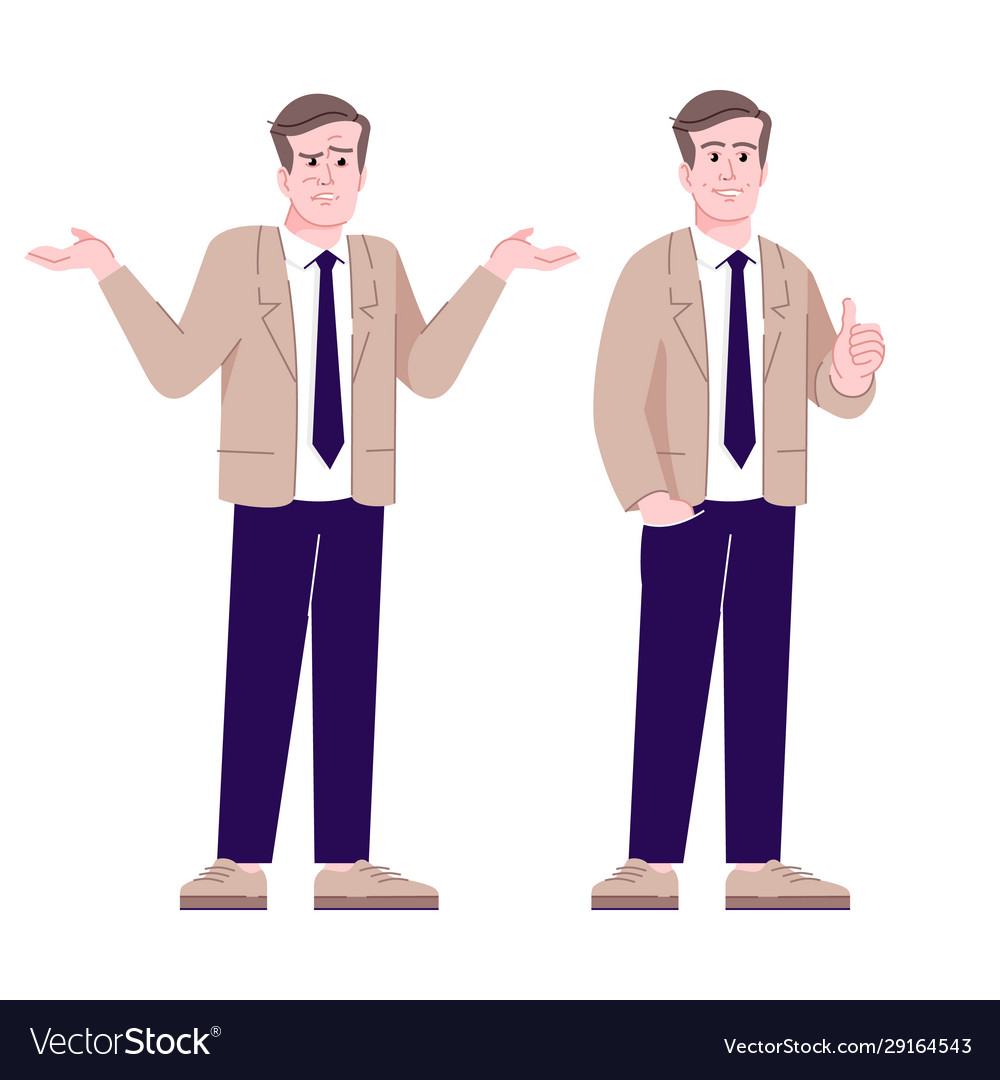 Annoyed and happy men flat negative and positive Vector Image Annoyed and happy men flat negative and positive Vector Image