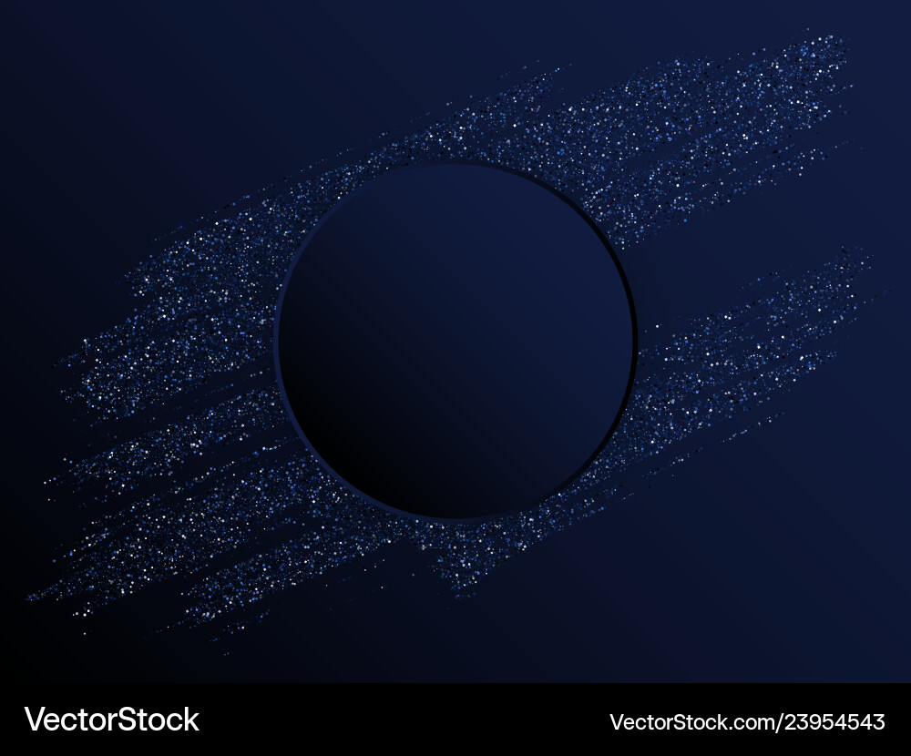 Blue frame with golden glitter brushstroke Vector Image