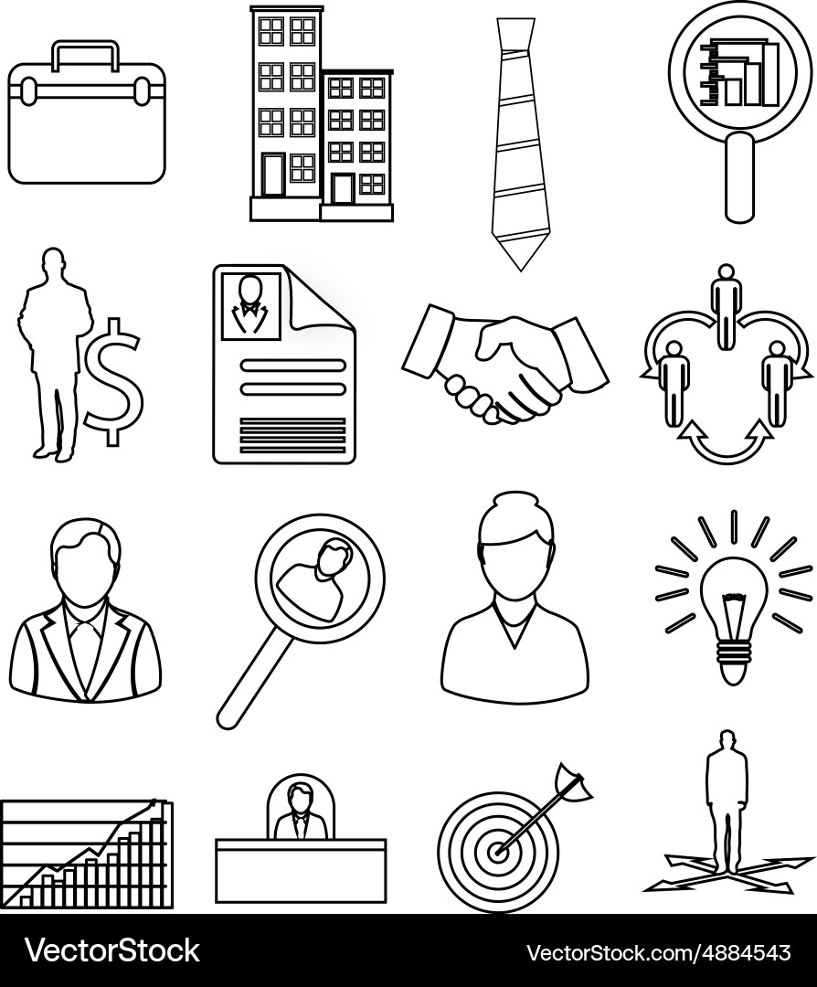 Business productivity icons set Royalty Free Vector Image