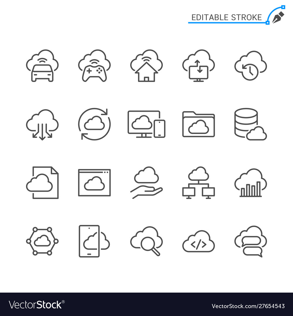 Cloud computing line icons editable stroke Vector Image