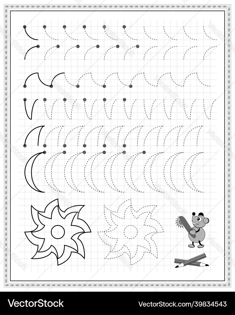 Educational page on square paper for kids black Vector Image