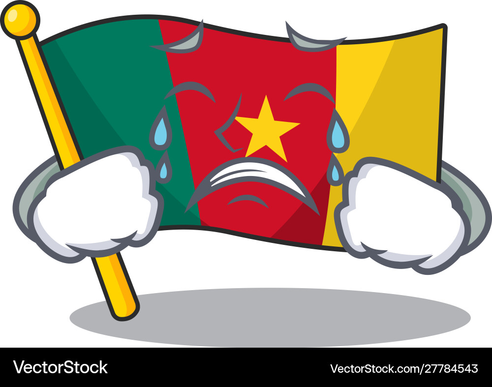Flag cameroon mascot isolated crying with cute Vector Image